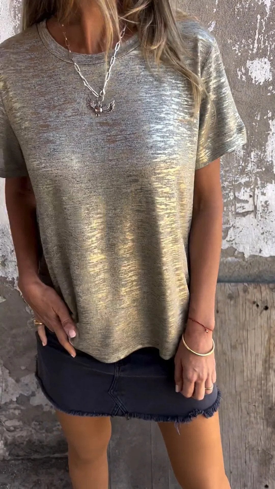 Hot Stamping Ronde hals Korte mouw V-hals T-shirt – copentag